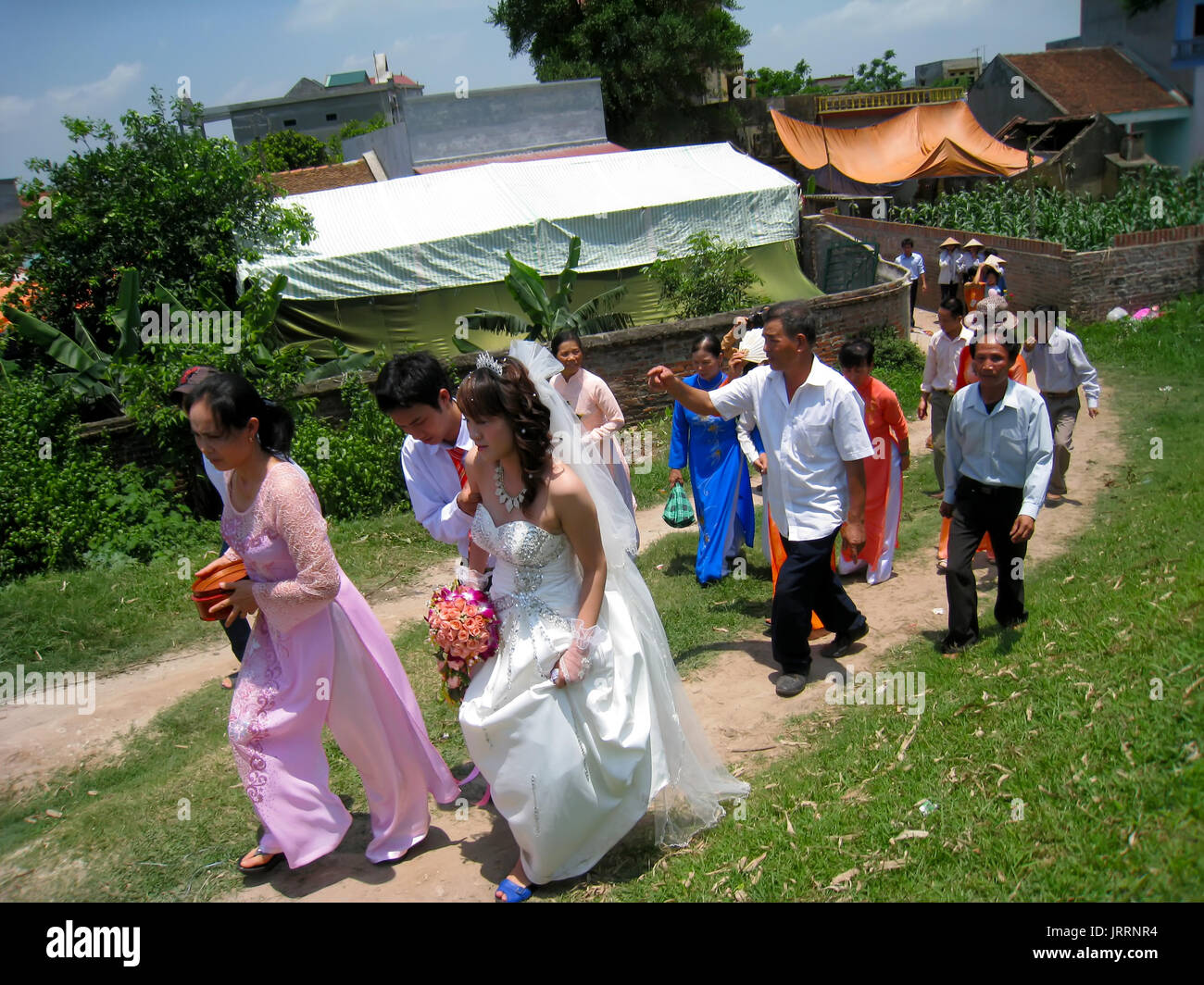 HAI DUONG, VIETNAM, July, 16: bride and groom in traditional wedding in ...