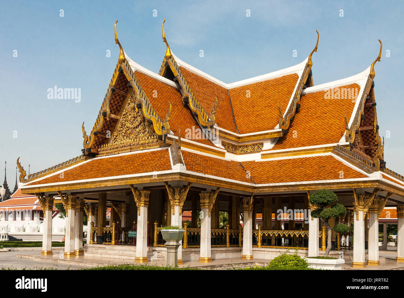 Traditional carved and guilded roof to a Royal reception, pavillion at ...