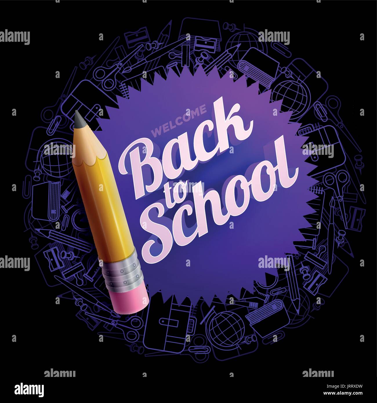 Vector design template for Back to school. school supplies icons, sharp ...