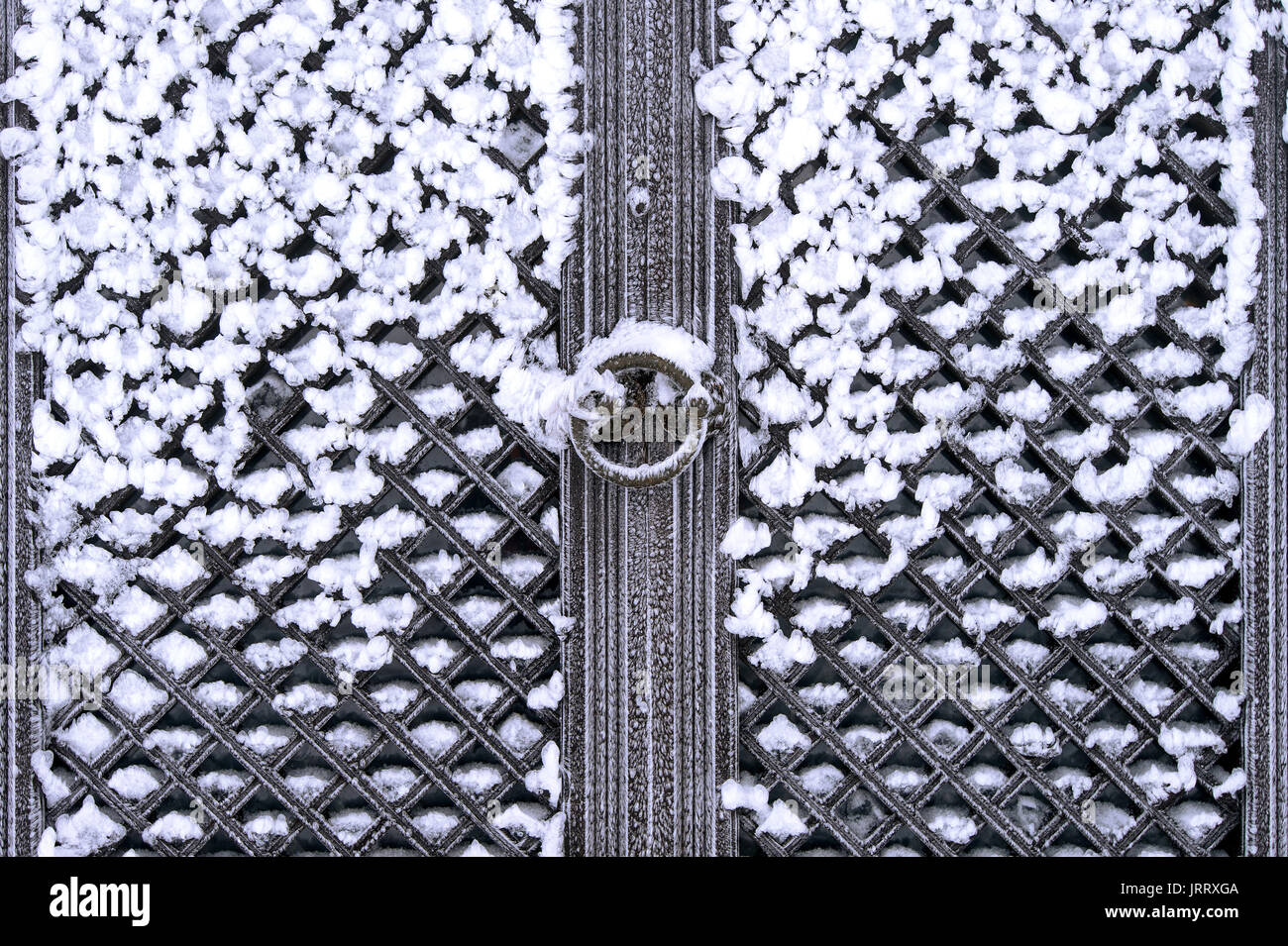 Snow covered Antique door Stock Photo - Alamy