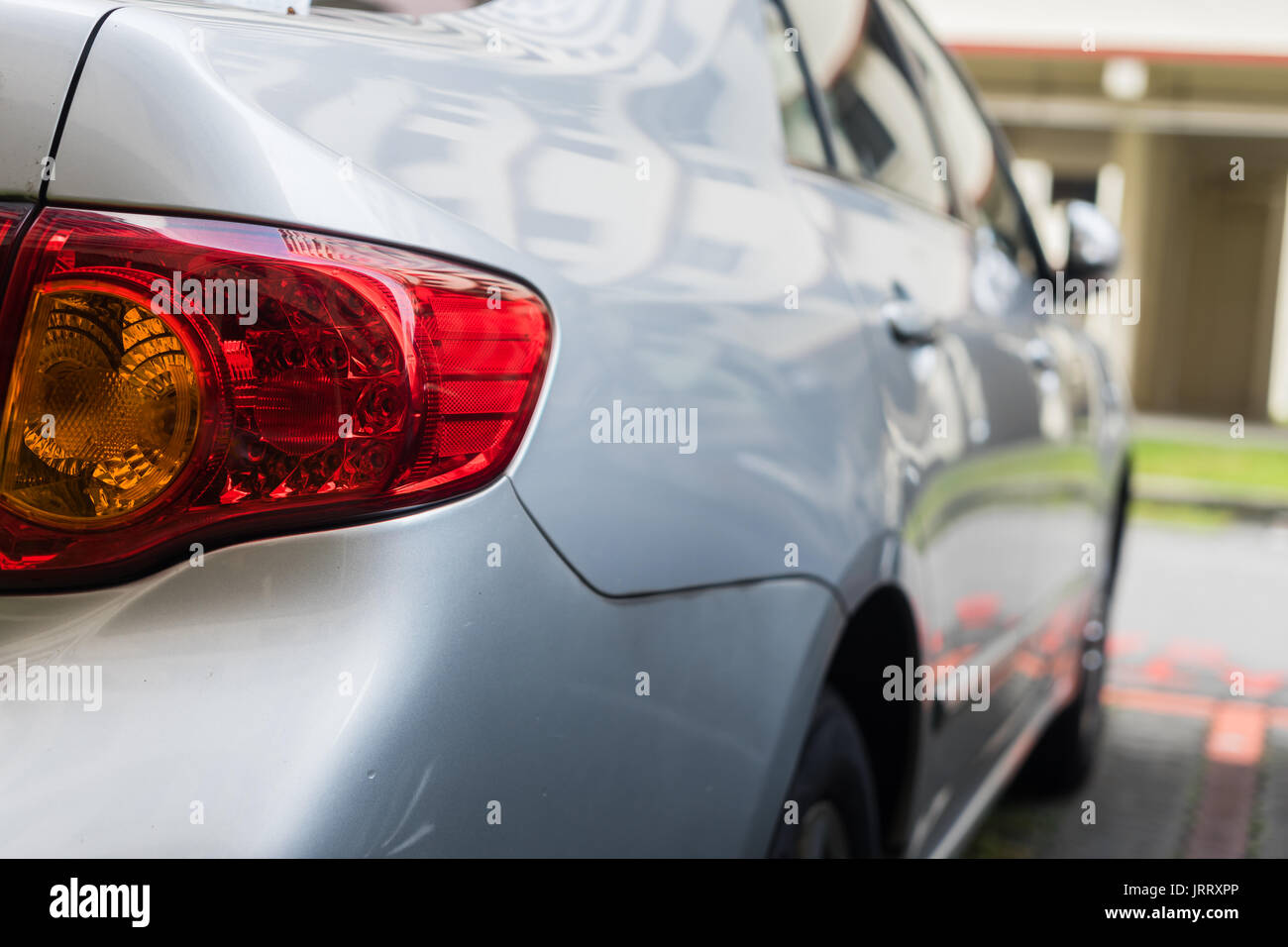Focus closeup of Car rear light, Detail of modern car rear lamp grey ...