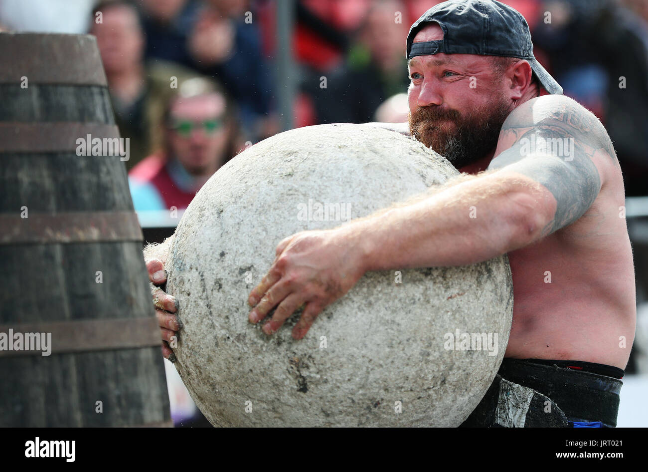Scotland's John Pollock competes during the Ultimate Strongman Masters ...