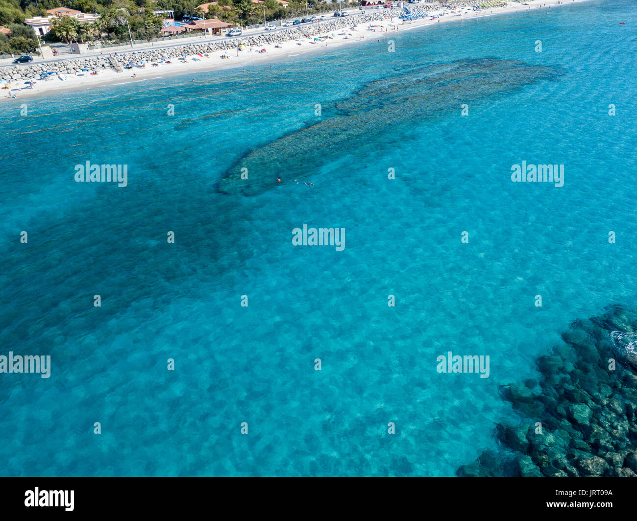 Sea bottom seen from above, Zambrone beach, Calabria, Italy. Diving ...