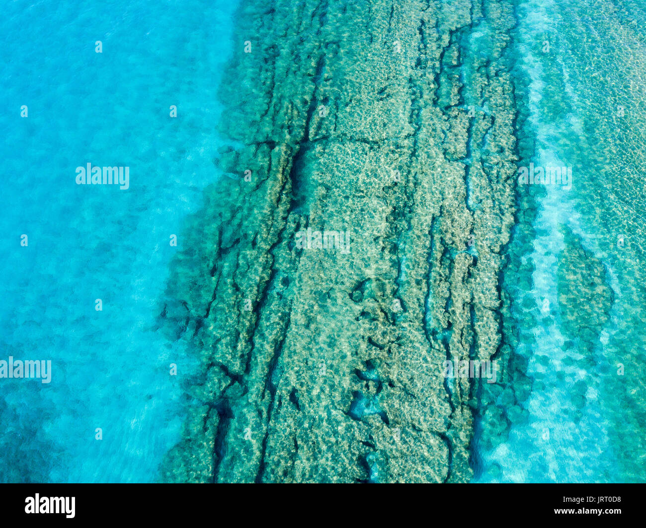 Aerial view of rocks on the sea. Overview of the seabed seen from above ...