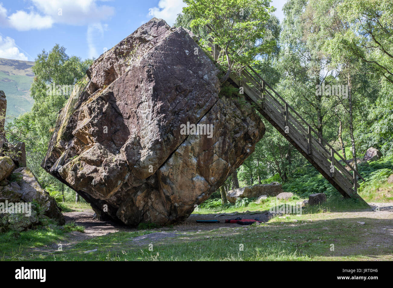 Bowder Stone in Borrowdale near Keswick in the Lake District Stock ...