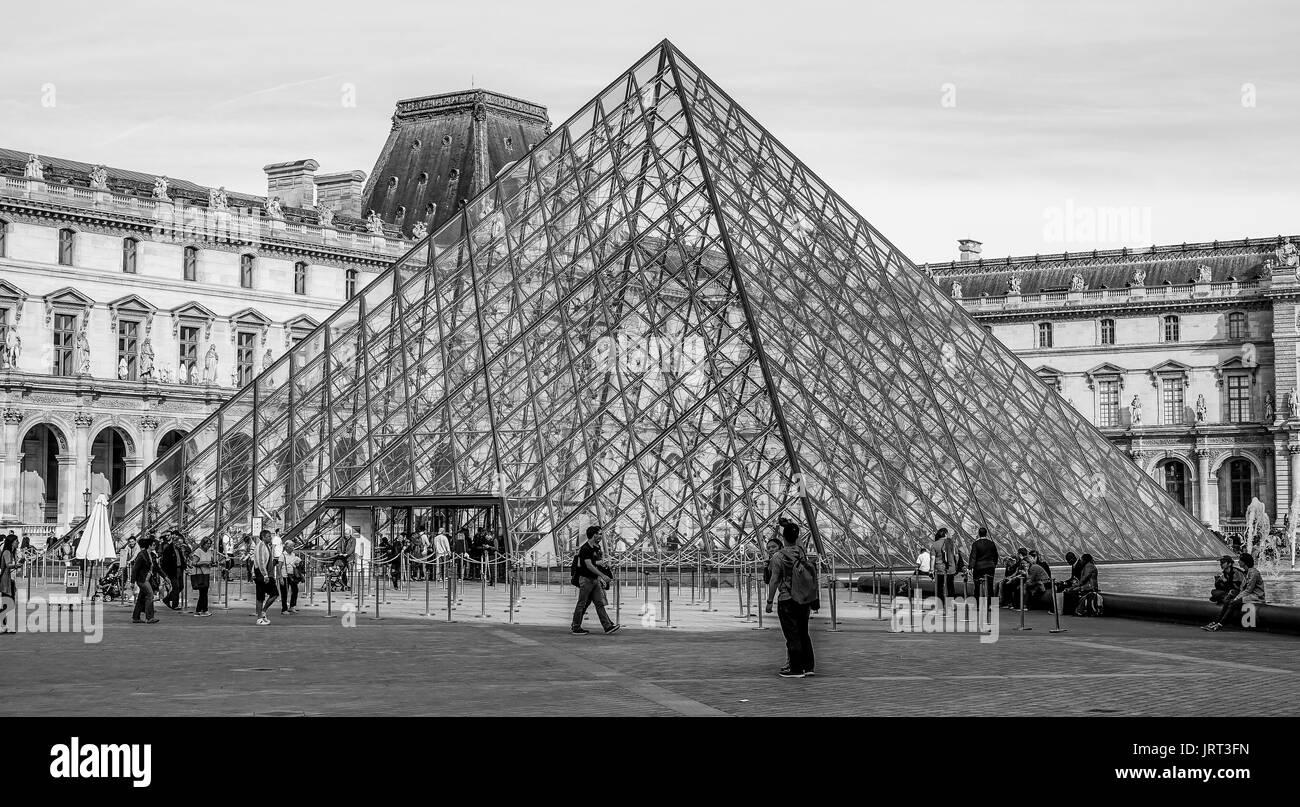 The amazing glass pyramids at Louvre museum in Paris - PARIS / FRANCE ...
