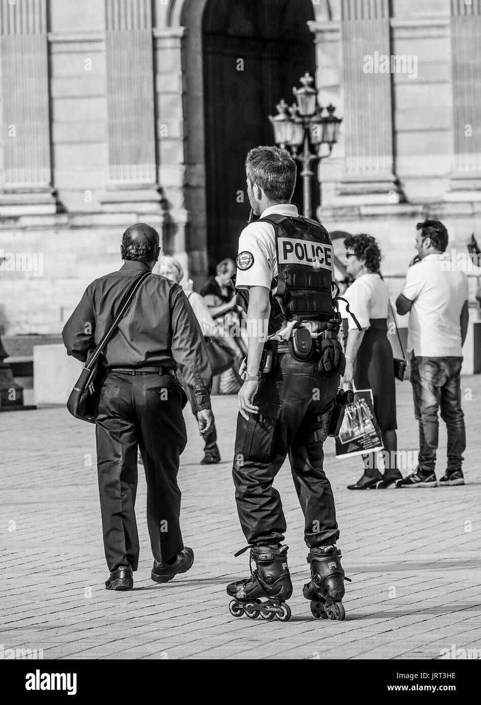 Modern Police officers on roller blades in Paris - PARIS / FRANCE ...
