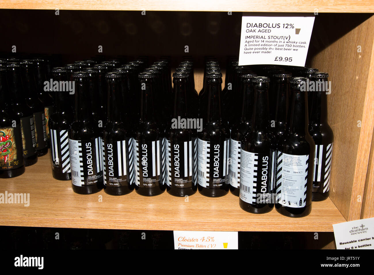 The Durham brewery bottles of Diabolus stout ale Stock Photo - Alamy