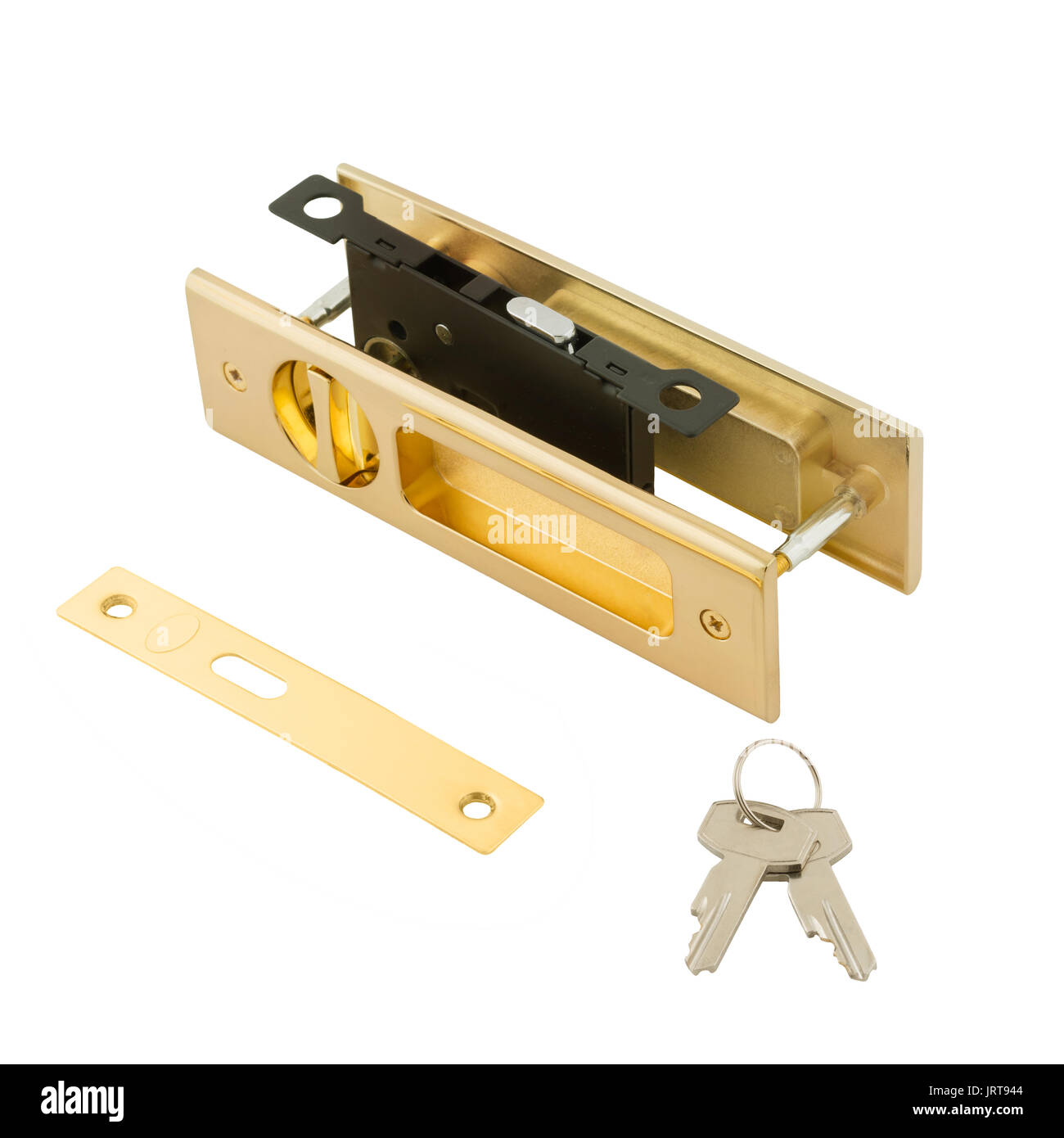 Door lock assembly on White Background Stock Photo - Alamy