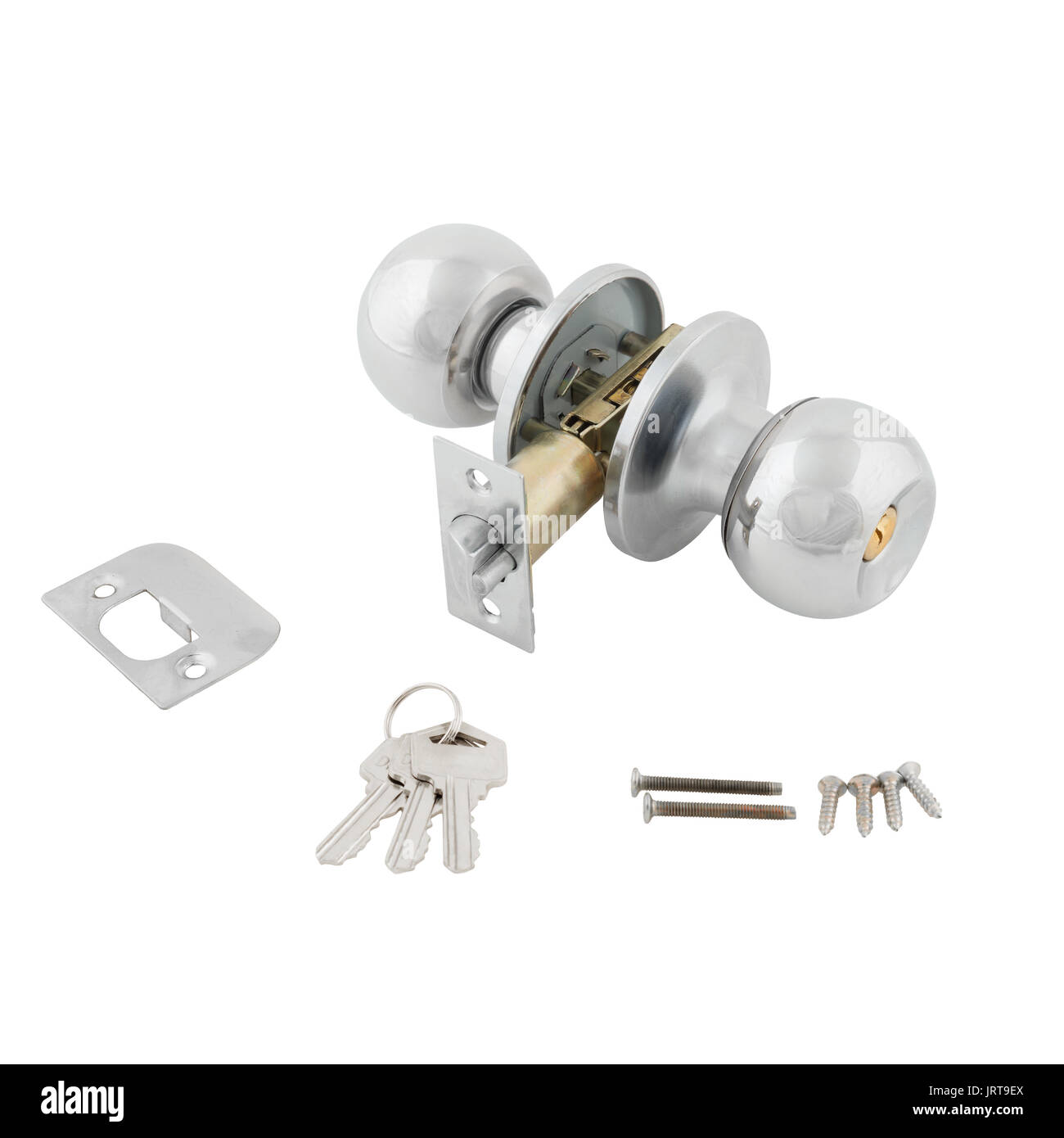 Door lock assembly on White Background Stock Photo - Alamy