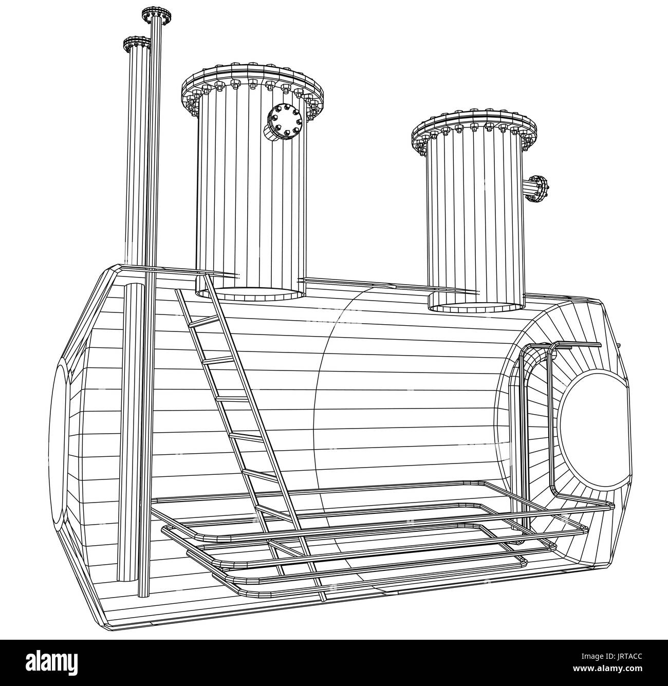 Industrial tank. Wire-frame. EPS10 format. Vector created of 3d Stock ...