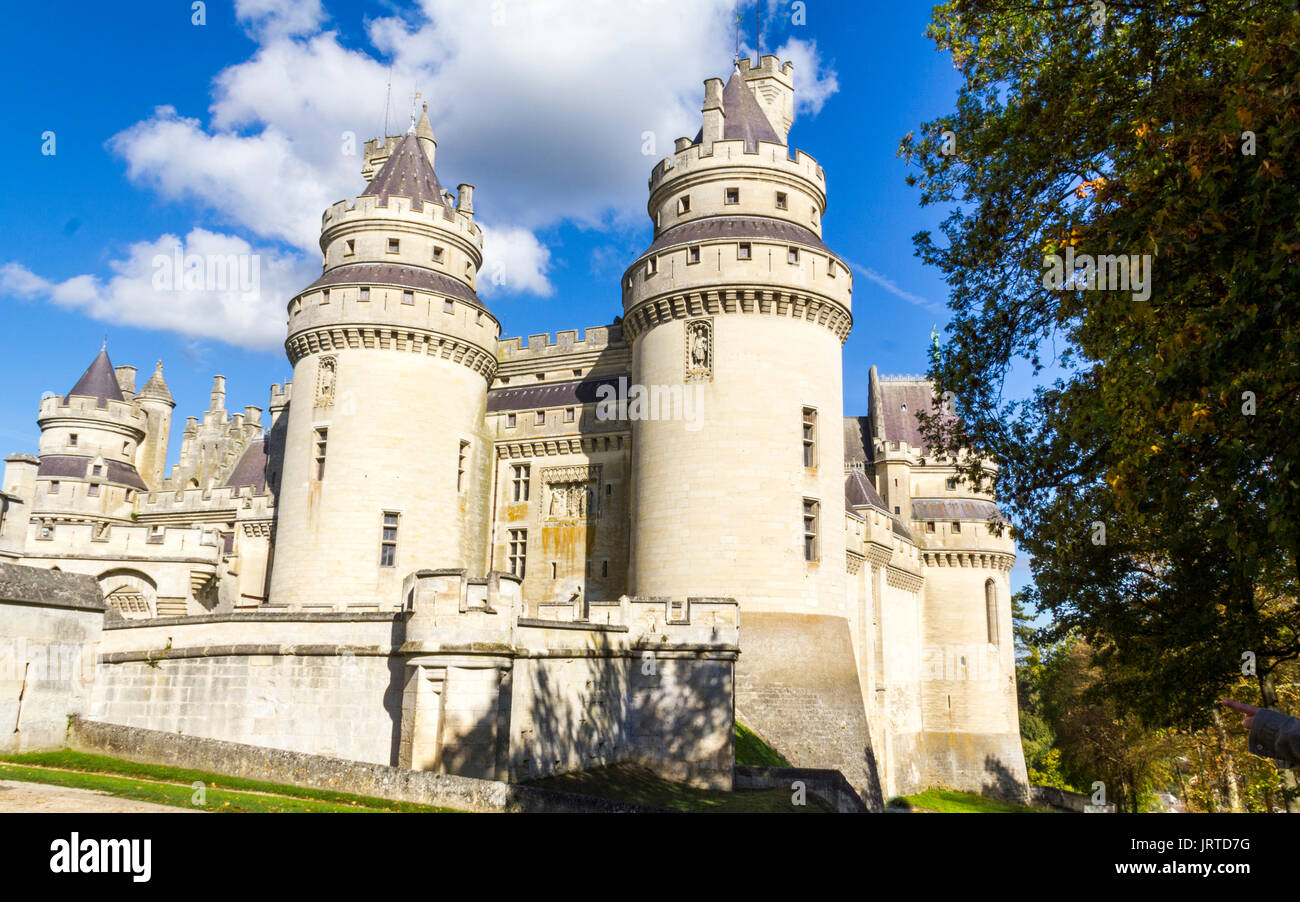 Medieval castle of Pierrefonds, Picardy, France. Exterior with ...