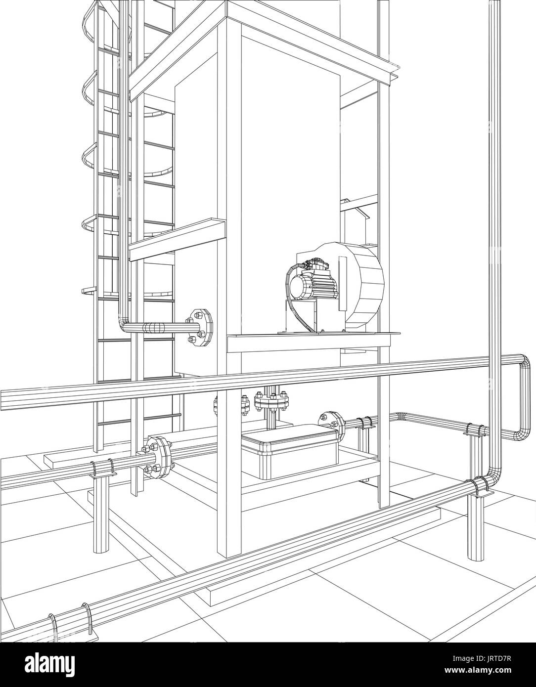Petroleum gas installation. Tracing illustration of 3d Stock Vector ...