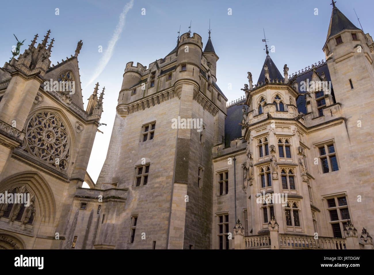 Medieval castle of Pierrefonds, Picardy, France. Interior courtyard ...