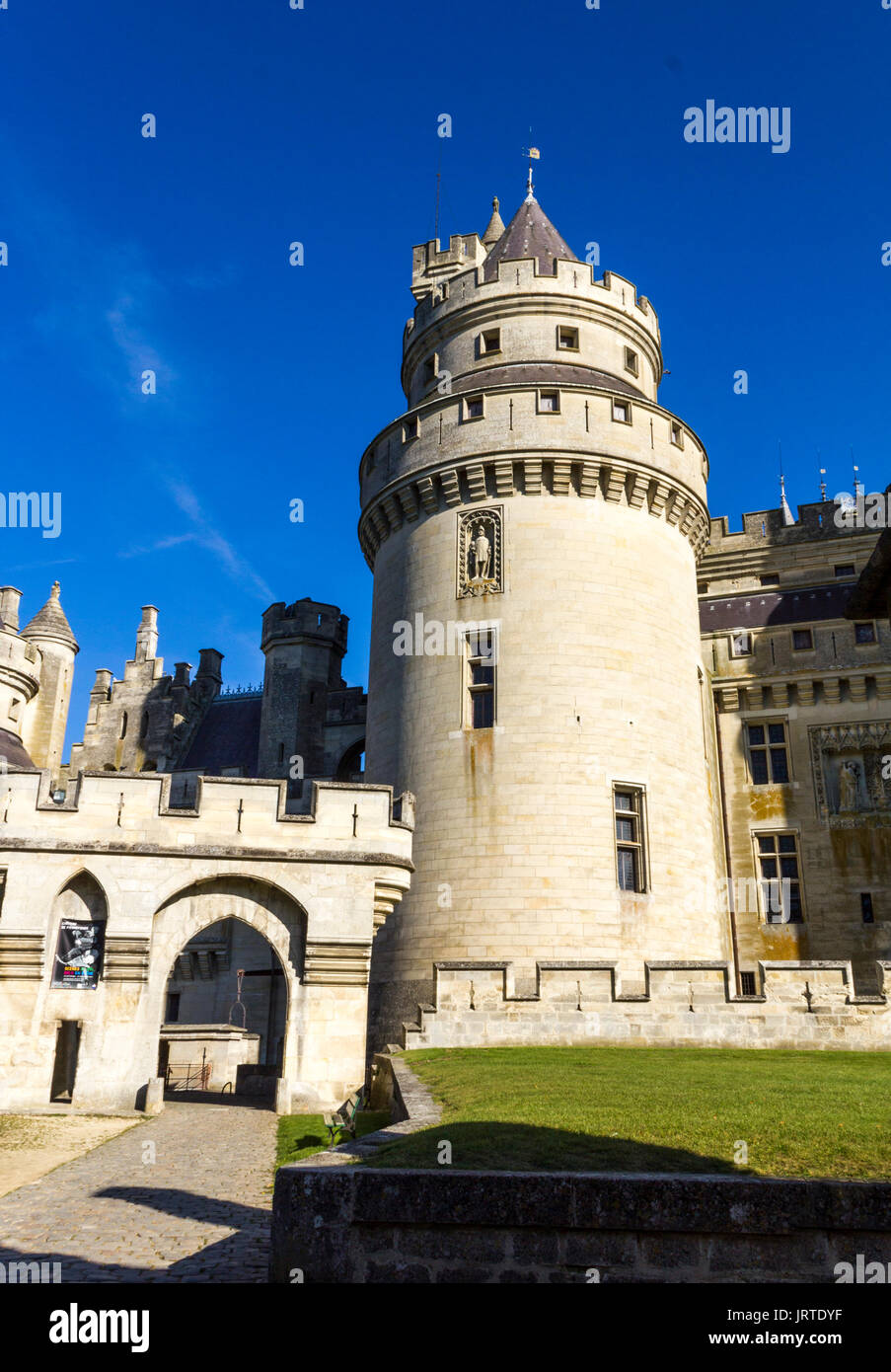 Medieval castle of Pierrefonds, Picardy, France. Exterior with ...