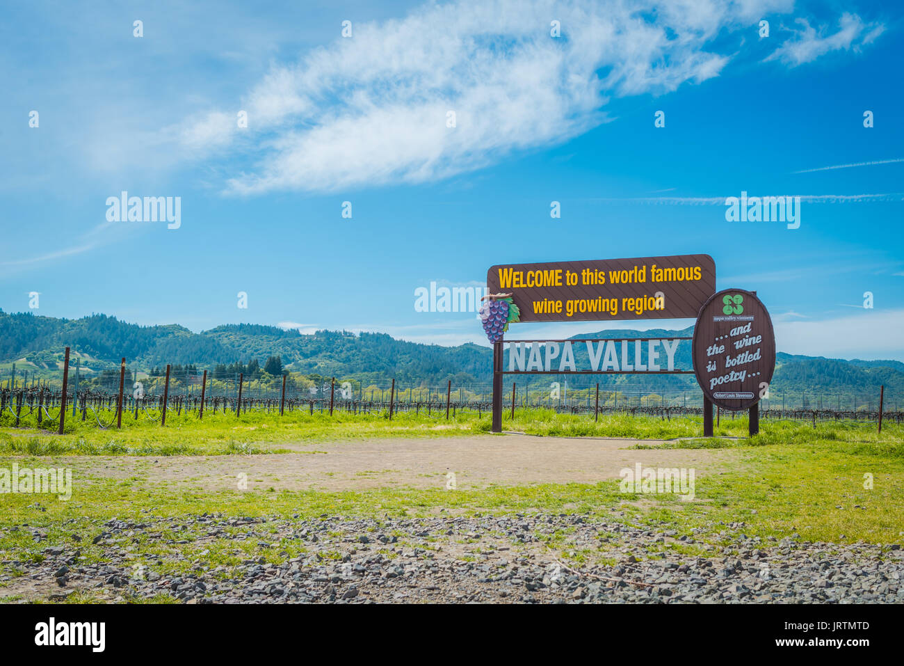 famous Napa Valley welcoming sign Stock Photo - Alamy
