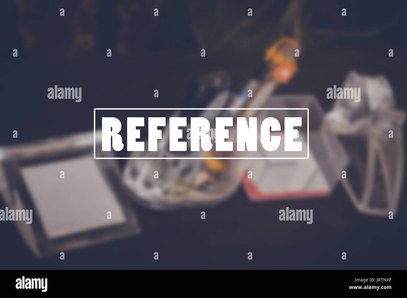reference word with blurring business office background Stock Photo - Alamy