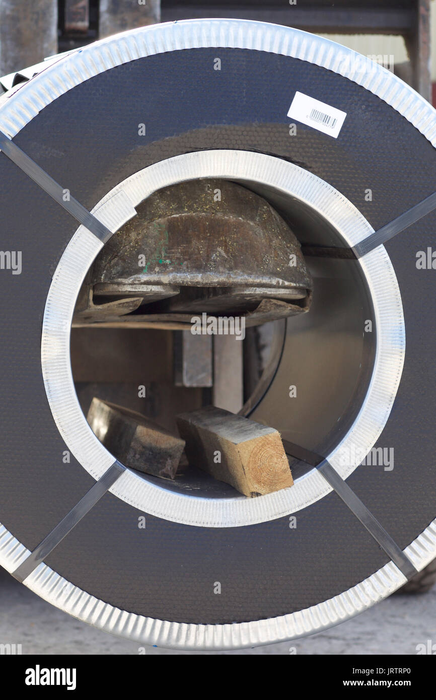 Rolls of cold-rolled galvanized steel with polymer coating in stock ...