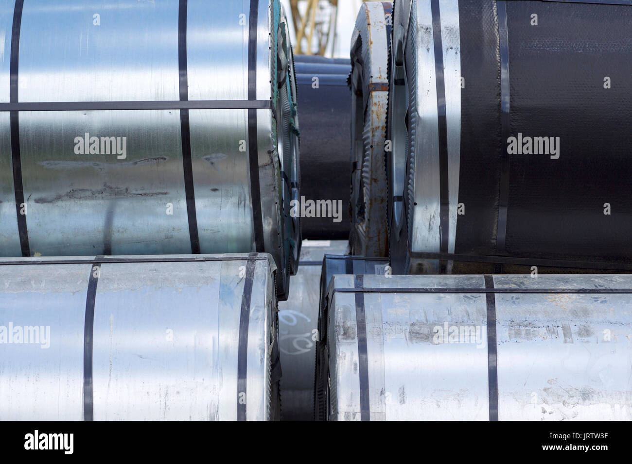 Rolls of cold-rolled galvanized steel with polymer coating in stock ...