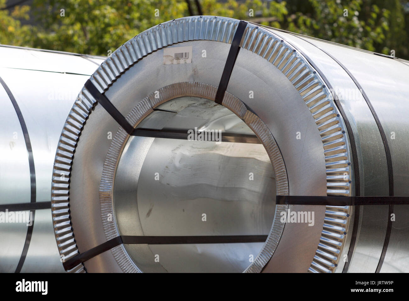 Rolls of cold-rolled galvanized steel with polymer coating in stock ...