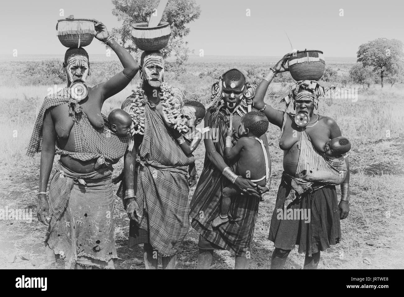 Mursi the mursi village lip plate woman Black and White Stock Photos ...