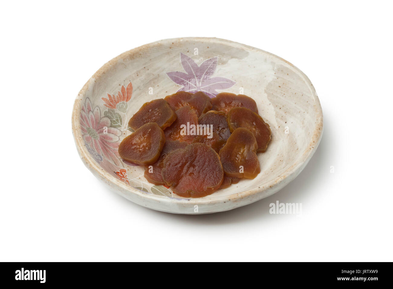 Dish with Narazuke pickles leesed in sake on white background Stock ...