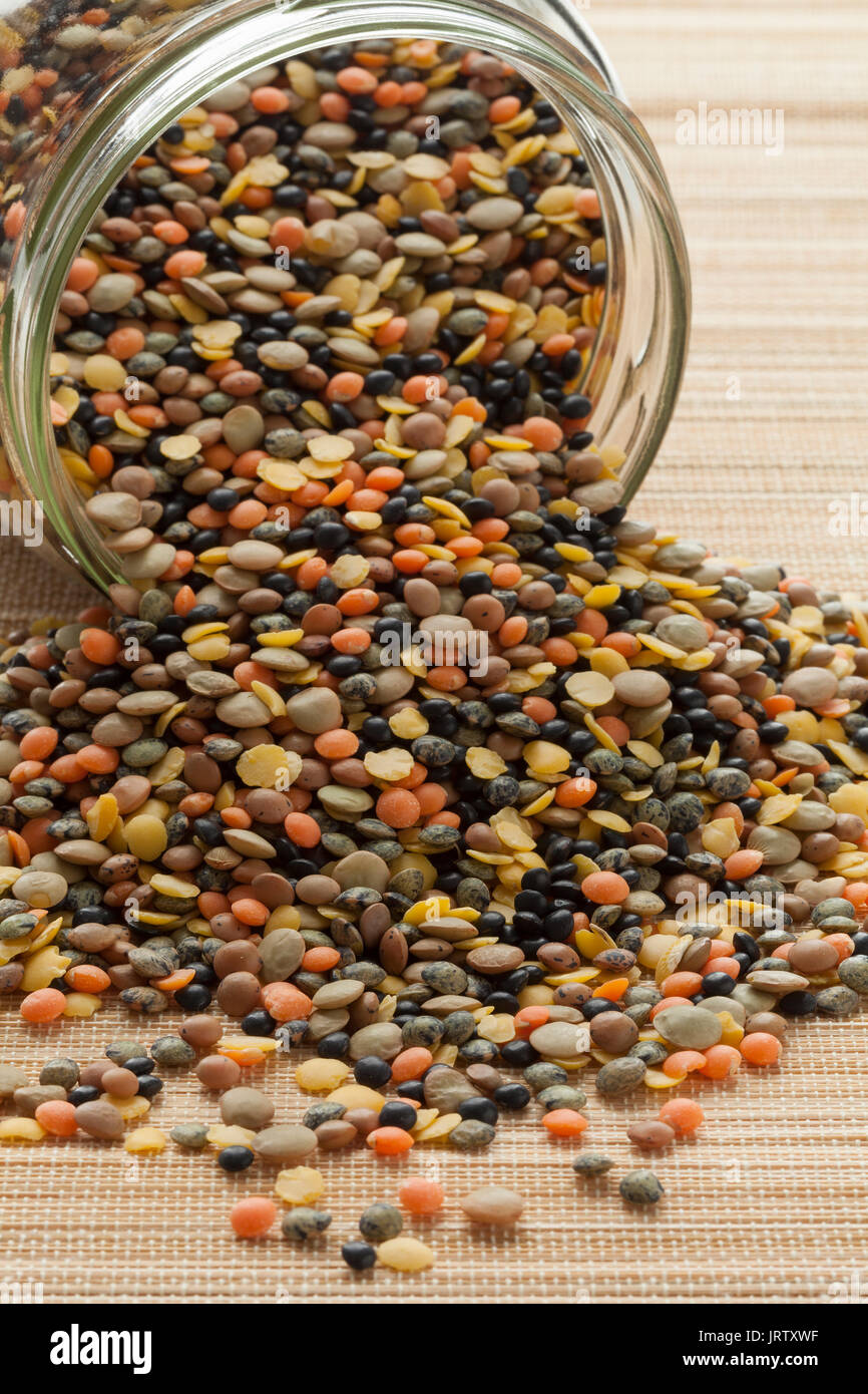 Mix of different types and colorful lentils Stock Photo - Alamy