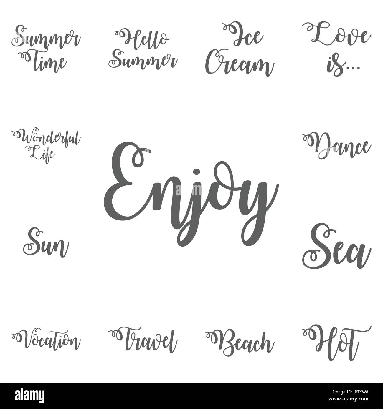 ENJOY calligraphy. Hand drawing lettering vector illustration. Enjoy ...