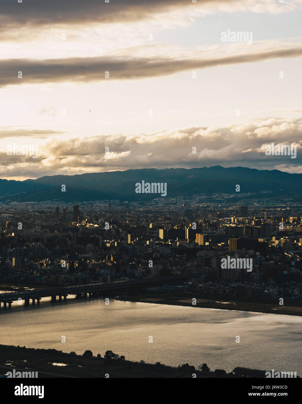 Beautiful sunset and Osaka city vies from the Umeda Sky Building Stock ...