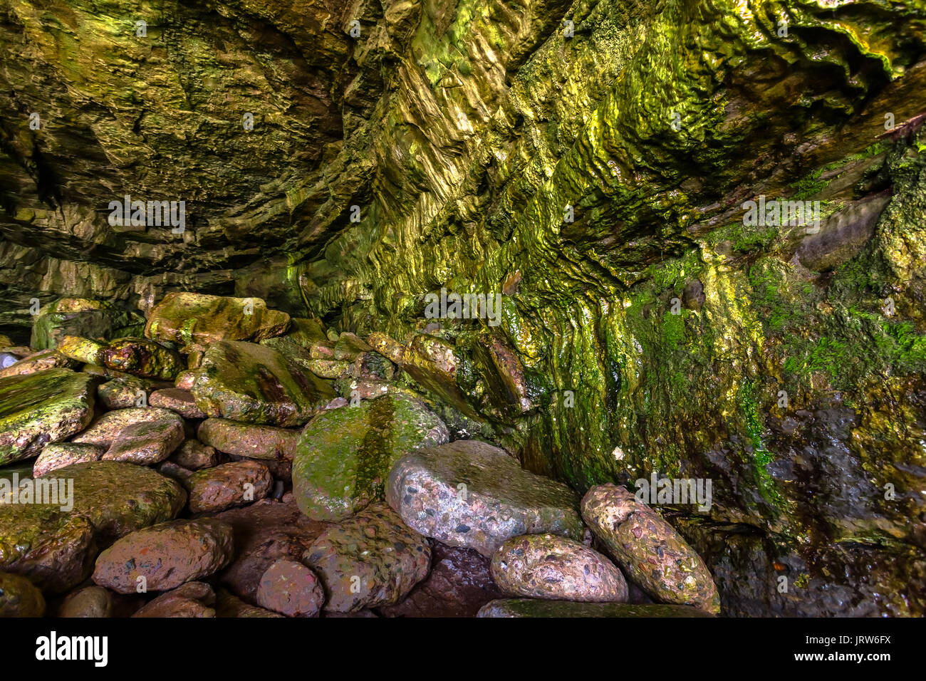 Inside A Moist Cave In La Jolla California The Beautiful Rock Cave At The Sea From The Inside