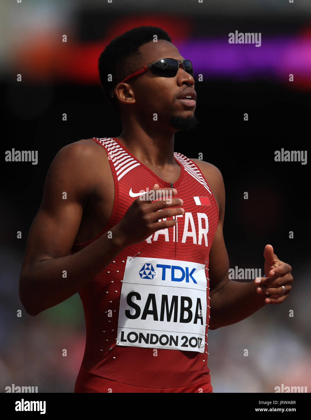 Qatar's Abderrahaman Samba before the Men's 400m Hurdles heat three ...