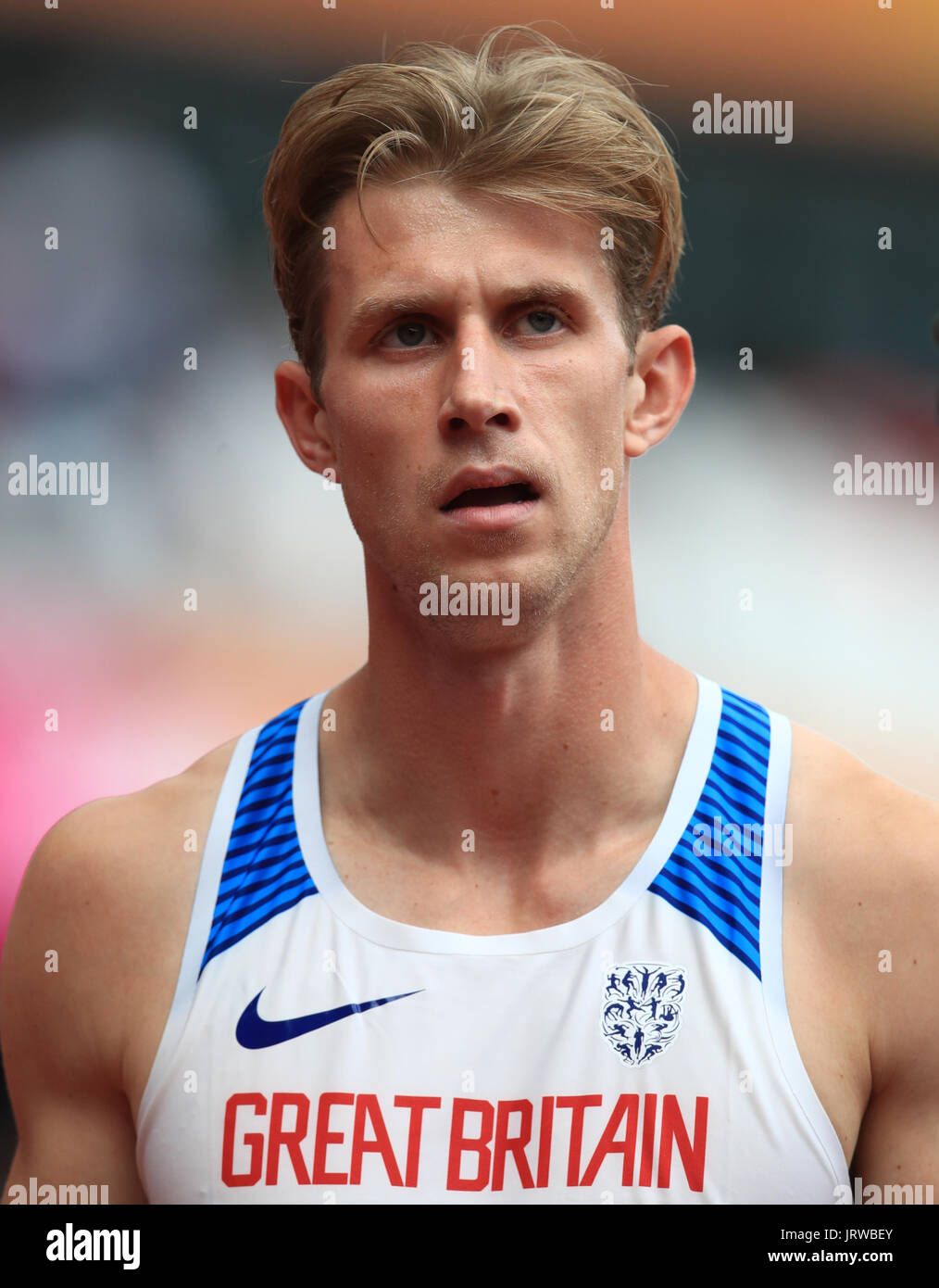 Great Britain's Jack Green in the Men's 400m Hurdles heat five during ...