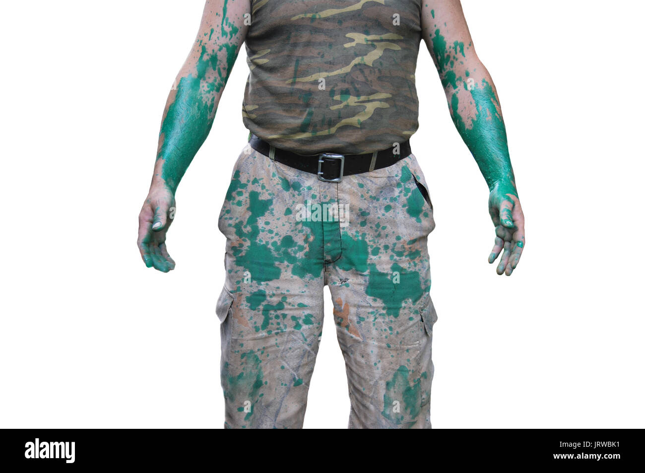 The body of a man in clothes, stained with green paint Stock Photo - Alamy