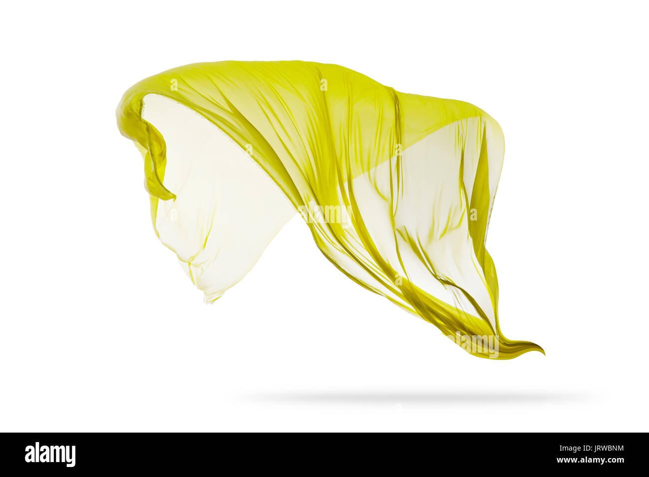 Smooth elegant yellow transparent cloth separated on white background ...