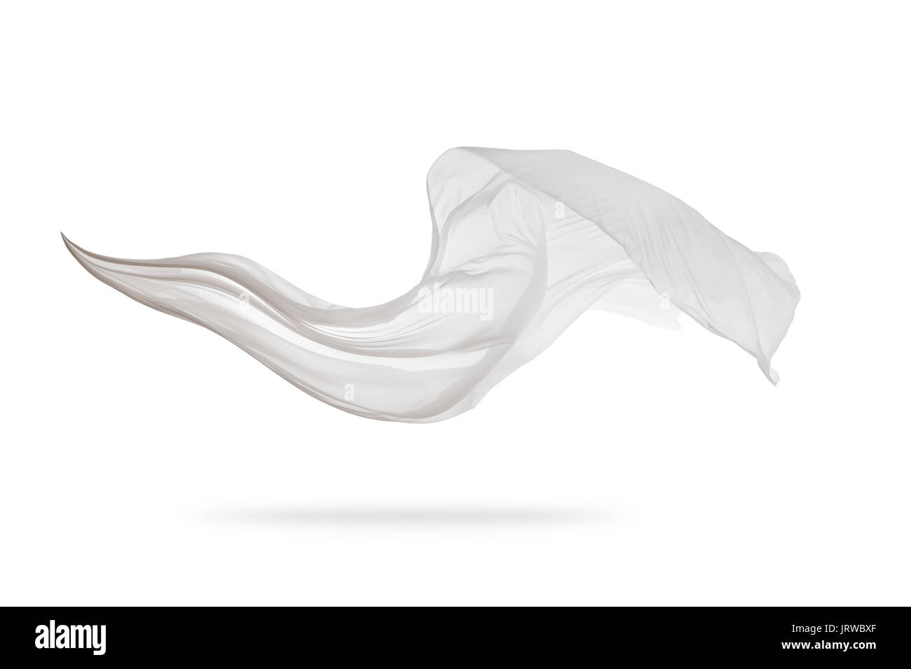 Smooth elegant white transparent cloth separated on white background ...
