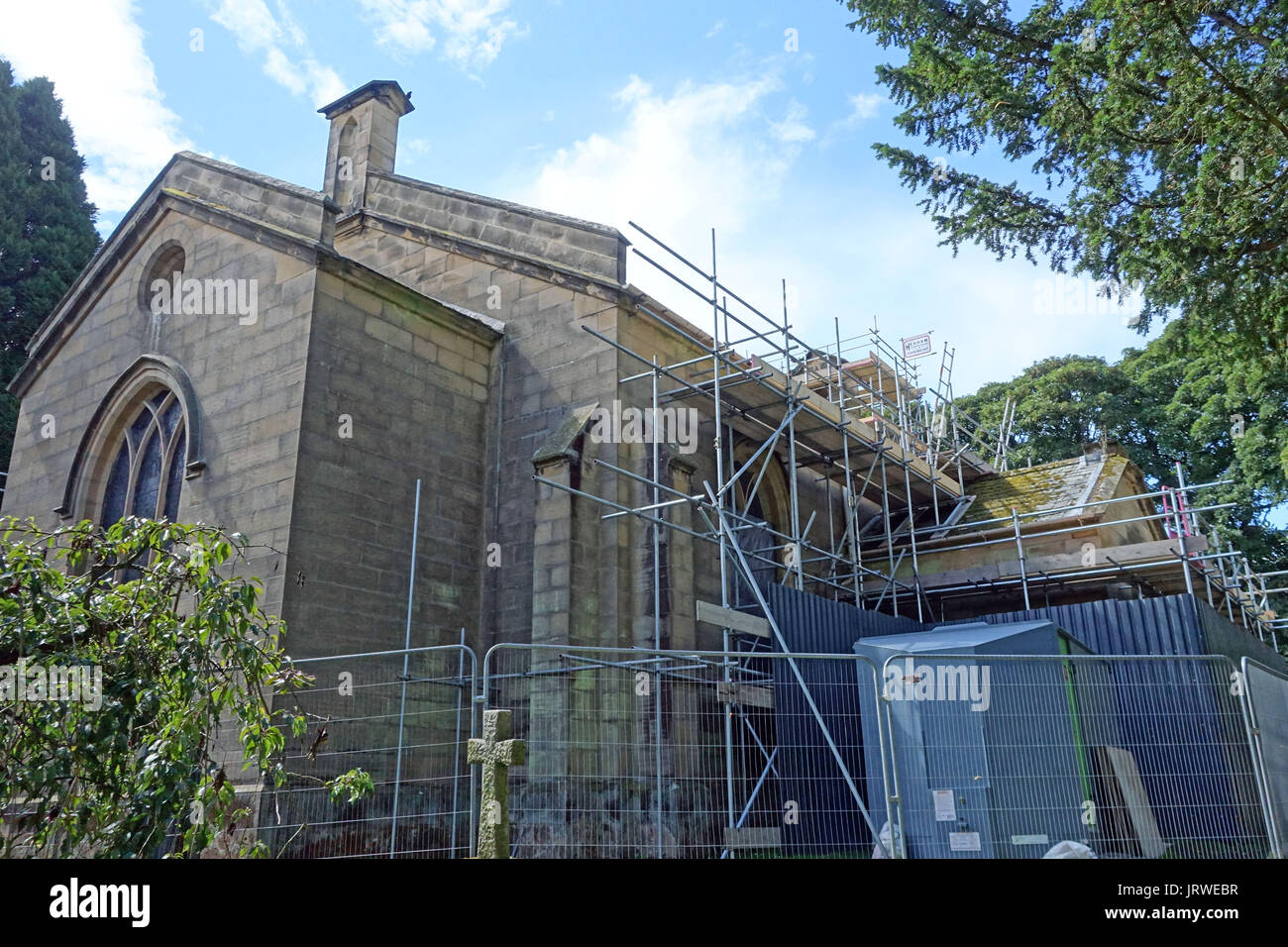 Repairs to St Peter's Church, Humshaugh, Nothumberland, England Stock ...