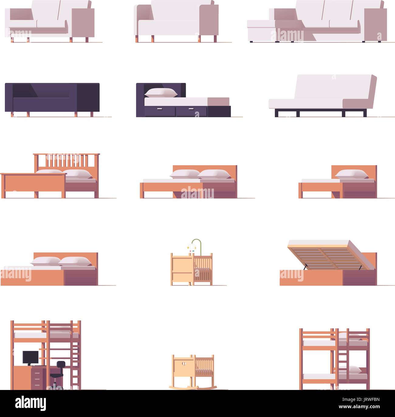 Vector beds and sofas set Stock Vector Image & Art - Alamy