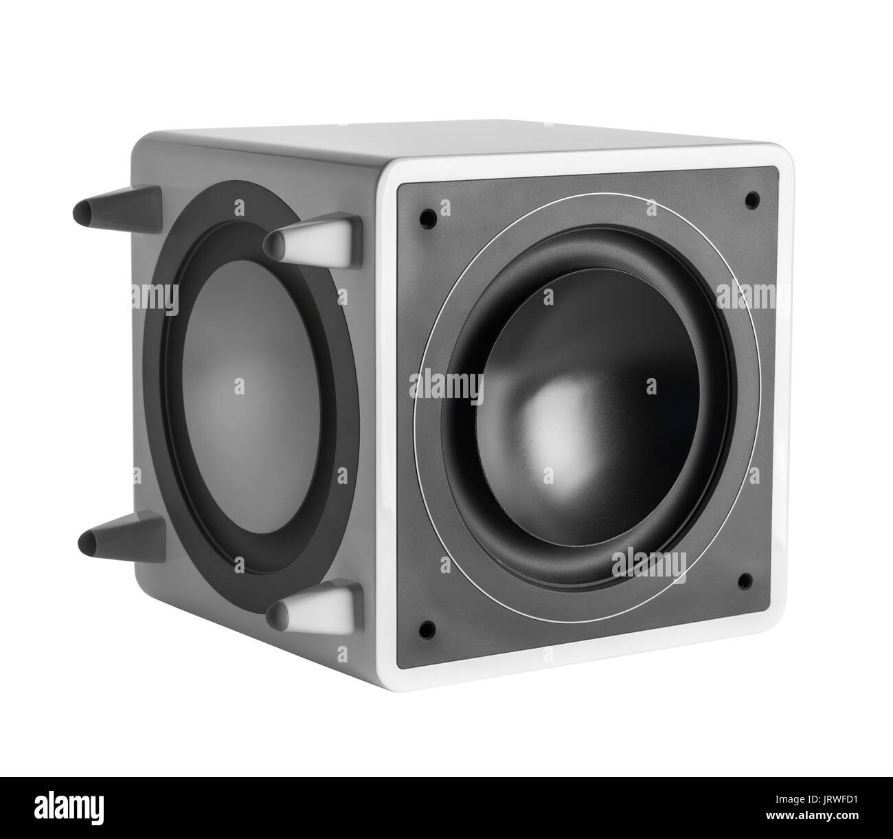 White high gloss subwoofer on white background, isolated Stock Photo ...