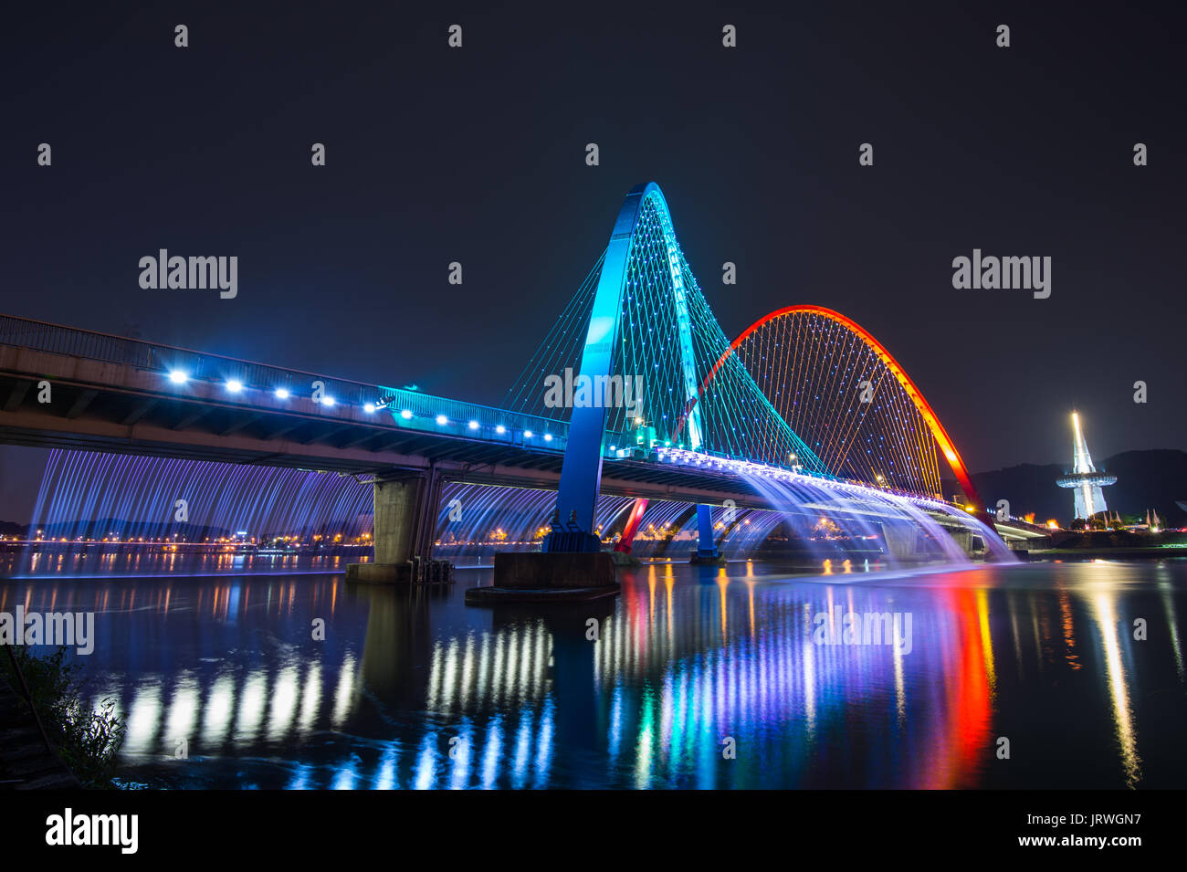 Rainbow fountain show at Expo Bridge in South Korea Stock Photo - Alamy