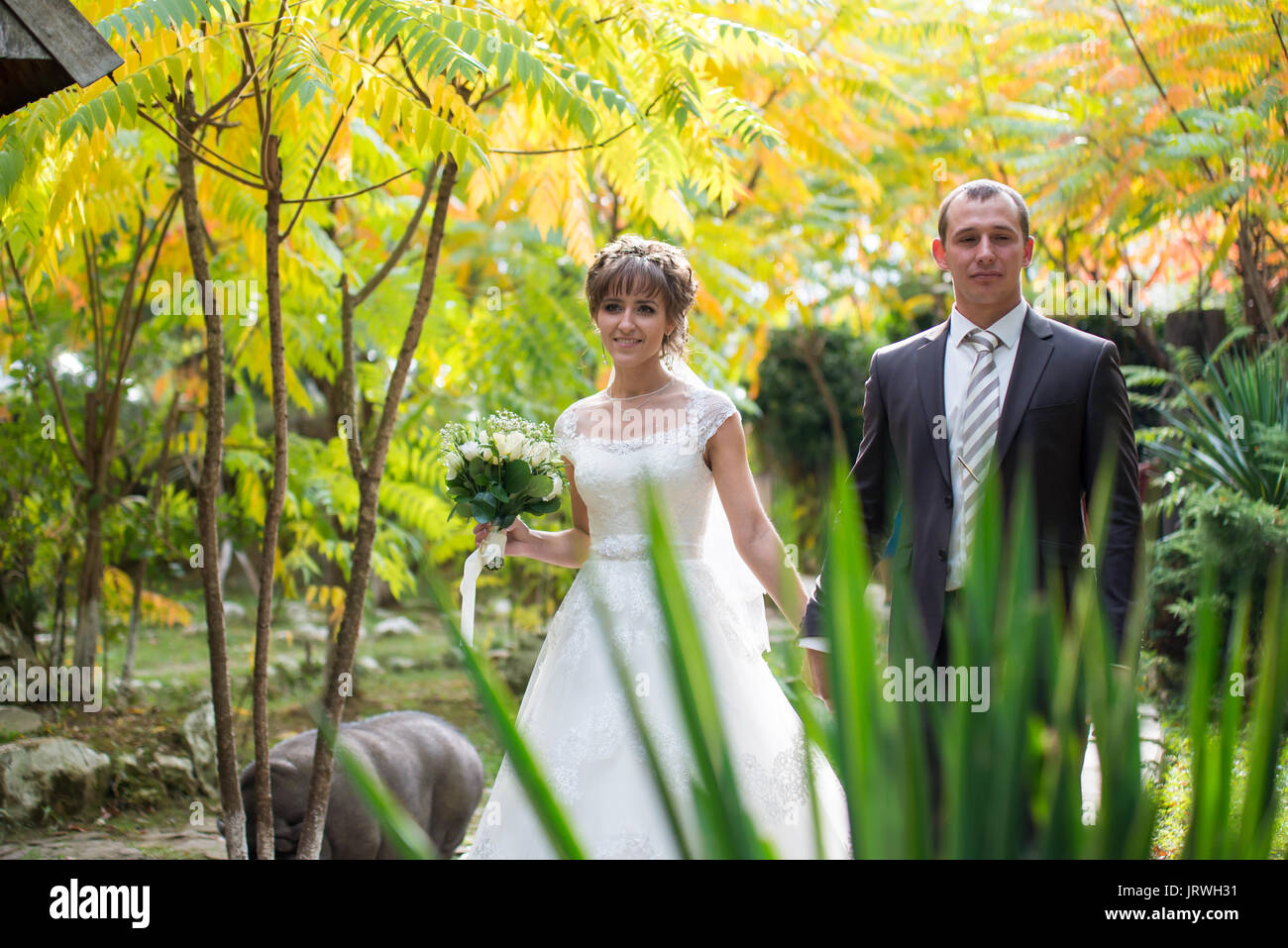 Beautiful married couple in the wedding day Stock Photo - Alamy