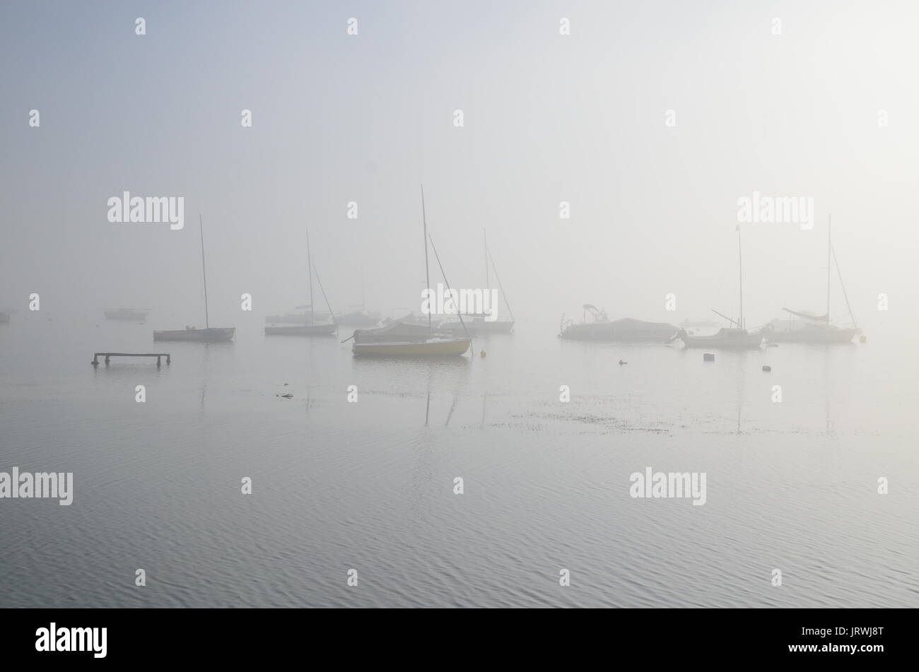 boats in the fog Stock Photo - Alamy