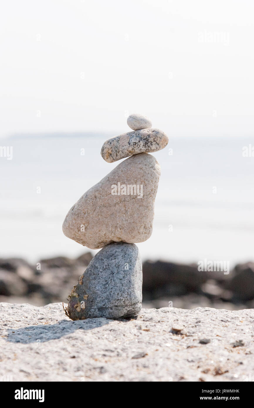 Stone stack on the beach Stock Photo - Alamy
