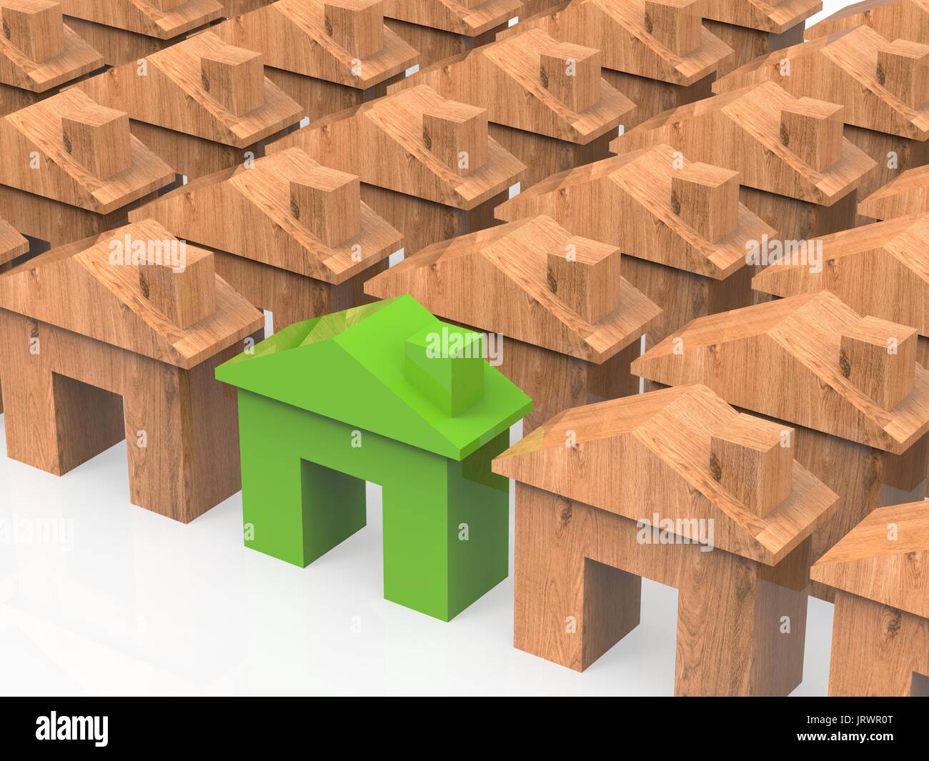 green mock up house with wooden mock up houses Stock Photo - Alamy