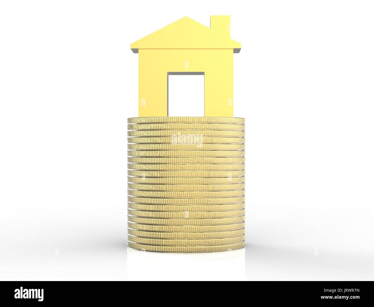 real estate investment concept with golden mock up house and stack of ...