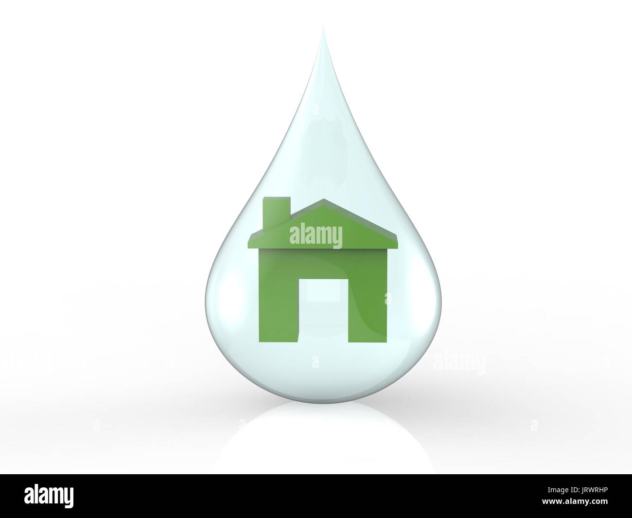 eco home concept with green house model in water drop Stock Photo - Alamy
