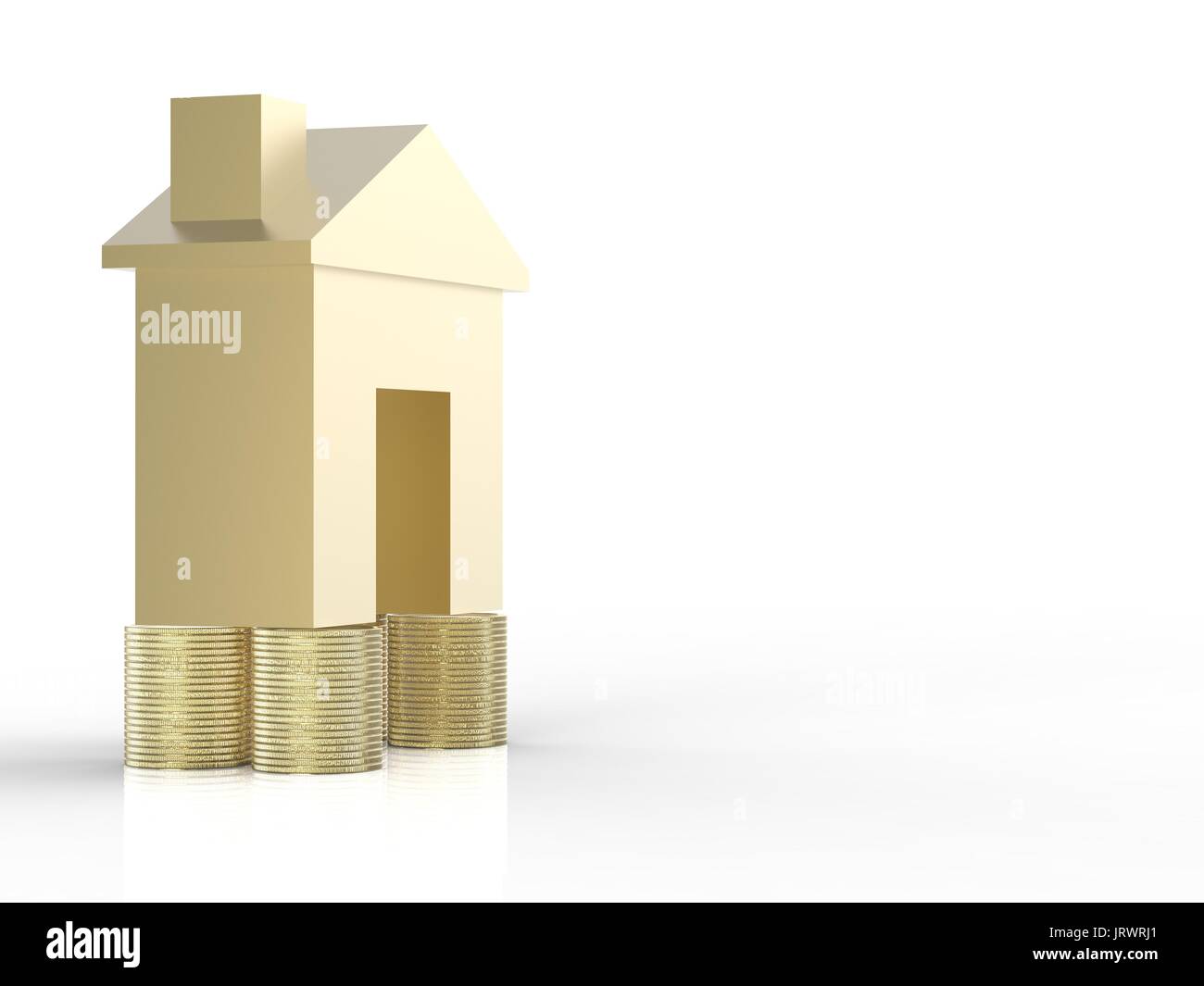 real estate investment concept with golden mock up house and stack of ...