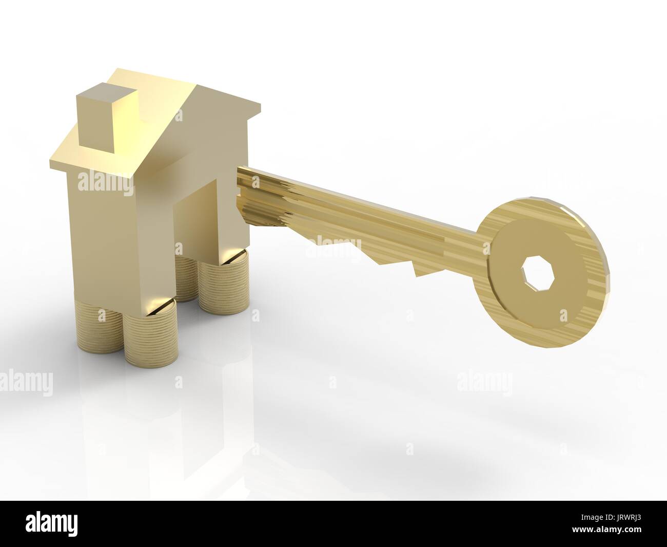 home ownership concept with golden mock up house and gold key Stock ...