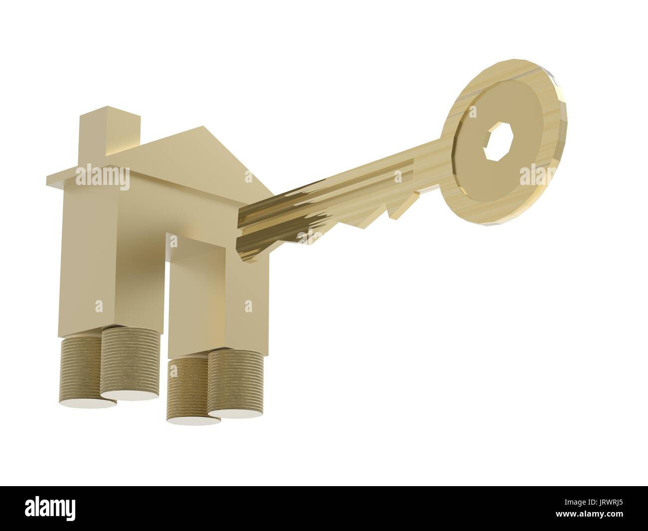 home ownership concept with golden mock up house and gold key Stock ...