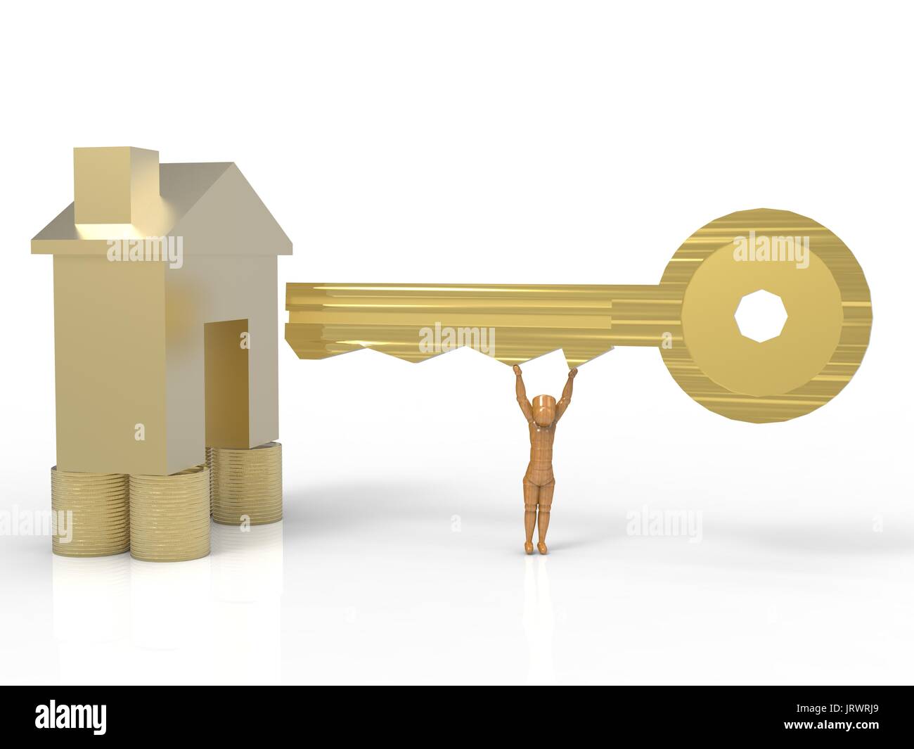 home ownership concept with golden mock up house and gold key Stock ...