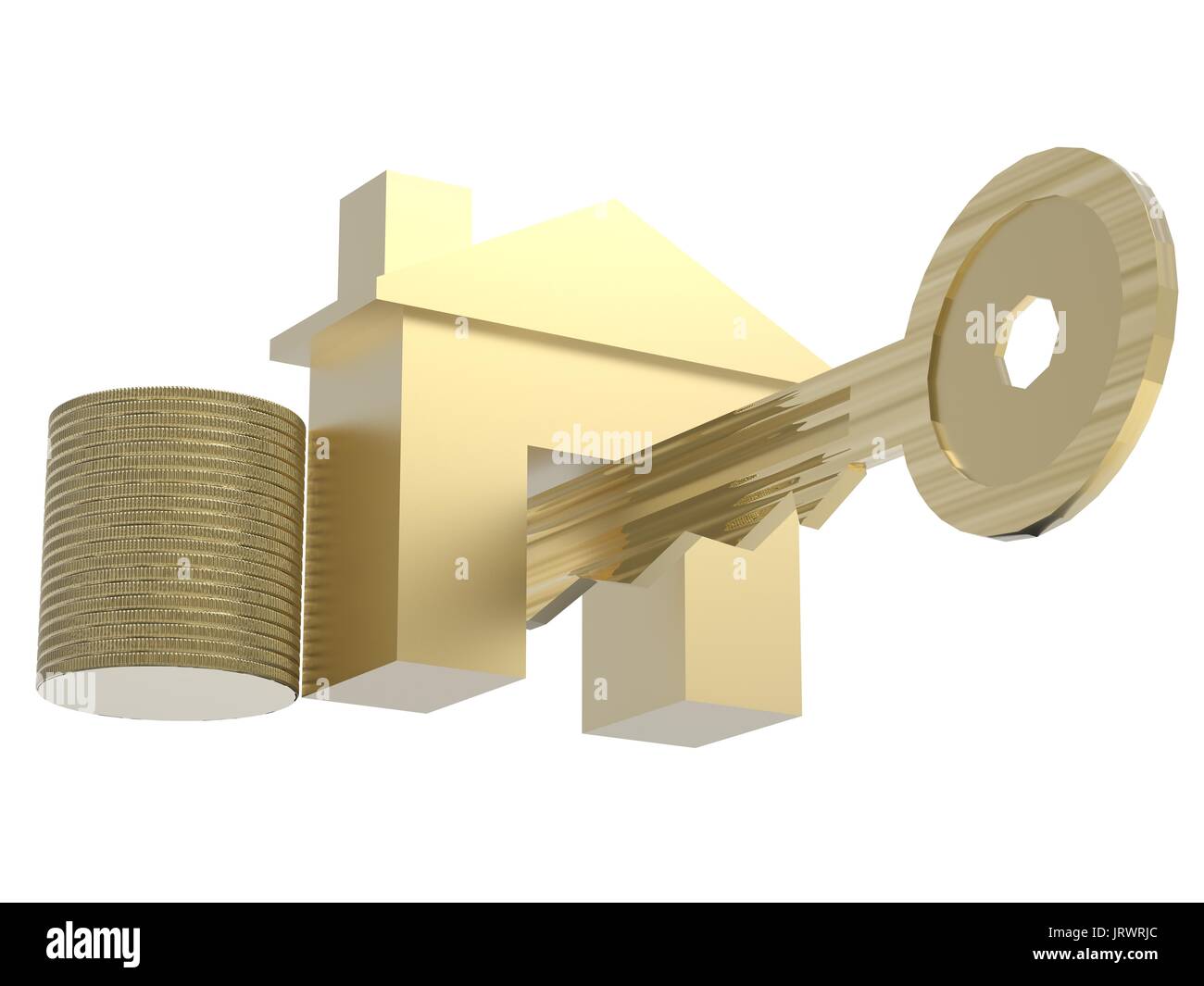 home ownership concept with golden mock up house and gold key Stock ...